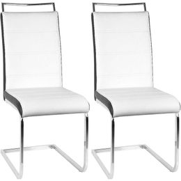2er Set Freischwinger Esszimmerstühle Stühle Freischwinger Stühle Bow Esstischstuhl Küchenstuhl Barstuhl - hohe Rückenlehne,Weiß