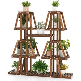 Pflanzenständer, 5 Ebenen Blumenregal aus Kiefernholz, trapezförmiger Blumenständer, Blumentreppe Pflanzenregal für Garten, Balkon, 113 x 27 x 114 cm