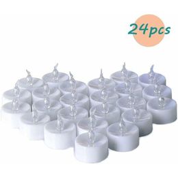 24 flammenlose Teelichter mit CR2032-Batterien, flammenlose LED-Teelichter, flackernde Kerzen mit warmweißem Flackereffekt - Lycxames