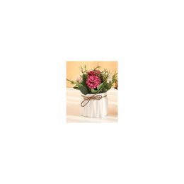 Lycxames - Künstliche Blumen mit Töpfen, künstlicher Hortensienstrauß mit Keramikvase, künstliche Töpfe, Wohnzimmer, Büro, Garten, Balkon, Hochzeit,