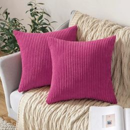 Set mit 2 dekorativen Cord-Kissenbezügen für Sofas, weiche Kissenbezüge für Zuhause, Wohnzimmer, Schlafzimmer, Bett, 45 x 45 cm, Fushia - Lycxames