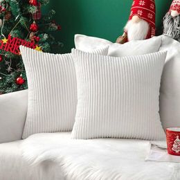 Set mit 2 dekorativen Cord-Kissenbezügen für Sofas, weiche Kissenbezüge für Zuhause, Wohnzimmer, Schlafzimmer, Bett, 45 x 45 cm, Weiß - Lycxames