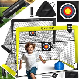 Kesser Fußballtor Kinder Pop-Up 2er Set Fußball-Tore Faltbar mit Glasfaserstangen & hochwertigen Tornetzen für Indoor, Outdoor & Garten Mit Transporttasche