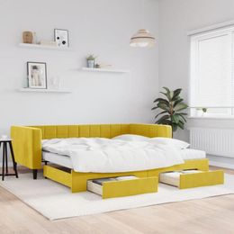 Tagesbett Ausziehbar mit Schubladen Gelb 100x200 - Gelb - Prolenta Premium