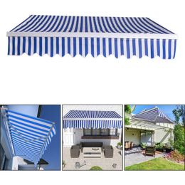 Gelenkarmmarkise 350x300cm einziehbare Markise Sonnenschutz Balkonmarkise Gelenkarm Blau/Weiß - VINGO