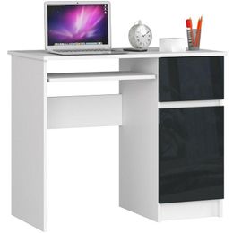 AKORD Piksel Schreibtisch Klein mit Schubladen | Office Desk | Computertisch | Bürotisch mit Tastaturablage | Schublade und Fach mit Tür | Holz Deko