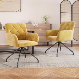 Okwish - 2er Set Esszimmerstühle mit Rautenmuster,Gepolsterter Sessel mit 4 Metallbeinen,Moderner Lounge-Stuhl,Stuhl für