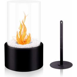 Mini persönlicher Kamin, runder Alkoholkamin, echtes Feuer, Landschaftsdekor, Tisch-Bio-Ethanol-Kamin, Desktop-Feuerstelle, für Außen/Innen 16,5 x