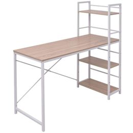 Schreibtisch mit Bücherregal mit 4 Böden Eiche - Braun - Prolenta Premium