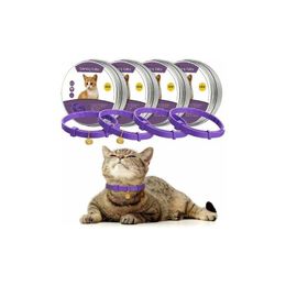 4 Stück Beruhigendes Katzenhalsband Verstellbares Katzenhalsband Lavendelduft Entspannendes Katzenhalsband mit 2 Anhängern für Welpen