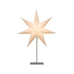 Stehlampe Weihnachtsstern Sensy von Star Trading, 3D Papierstern Weihnachten in Weiß mit Metall-Fuß, Dekostern Stehleuchte mit Kabelschalter, E14,