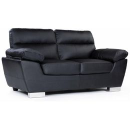 HABITAT ET JARDIN Festes Sofa aus rekonstituiertem Leder und PVC Dallas - 169 x 88 x 90 cm - 2 Sitze - Schwarz