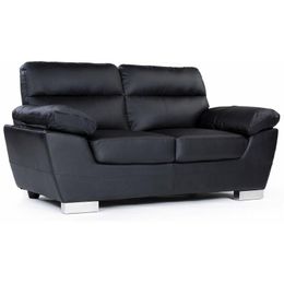 HABITAT ET JARDIN Festes Sofa aus rekonstituiertem Leder und PVC "Dallas" - 169 x 88 x 90 cm - 2 Sitze - Schwarz