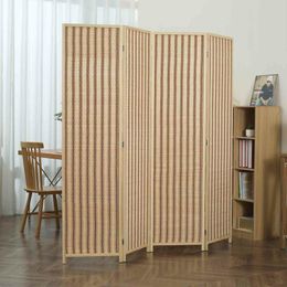 Makika - Trennwand / Raumteiler aus Holz / Bambus Faltbar - Natur Braun
