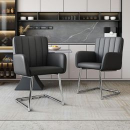 Okwish - 2er Set Esszimmerstühle mit vertikalen Streifen,Gepolsterter Sessel mit zickzackförmige Metallbeine,Lounge-Stuhl,Wohnzimmerstuhl für