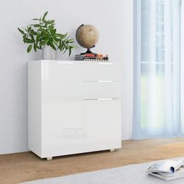 Sideboard,Beistellschrank,Kommode fuer Flur, Kueche, Esszimmer und Wohnzimmer Hochglanz-Weiß 71x35x80 cm Holzwerkstoff VRINE668715 MAISONCHIC