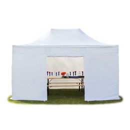 3x4,5 m Faltpavillon, professional Alu 40mm, feuersicher, Seitenteile ohne Fenster, weiß - weiß