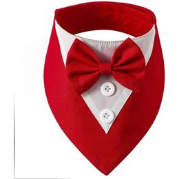 Amirror Smart Ug - Formelle Hunde Ehering Bandana Hundekragen mit Fliege Hunde Geburtstag Kostüm Anpassbare Haustierparty Tux , Red Red-Xs