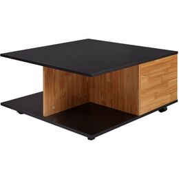 FineBuy - Design Couchtisch 70x70 cm, Wohnzimmertisch mit 2 Schubladen, Sofatisch mit Rollen, Tisch mit 2 Fächern