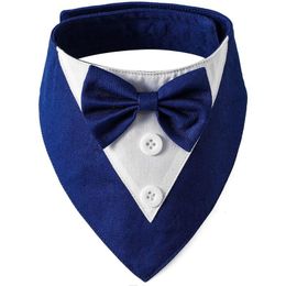 Amirror Smart Ug - Formeller Hund Ehering Bandana Hundekragen mit Fliege Geburtstag Kostüm einstellbare Haustierparty Tux , Blau-Xs