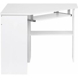 FineBuy Eckschreibtisch 127 x 73 x 88,5 cm mit Tastaturauszug und Ablagefach Weiß, Moderner Schreibtisch für Büro, PC-Tisch Arbeitszimmer, Computertisch Holz