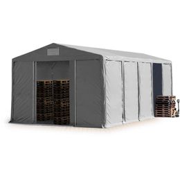 Lagerzelt 8x10 m Zelthalle Industriezelt mit 3,6m Seitenhöhe pvc Plane 850 n grau 100% wasserdicht Ganzjahreszelt mit Schiebetor - grau