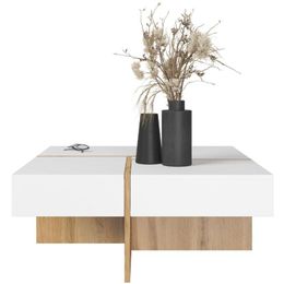 Bim Furniture - Couchtisch draw 85x85 cm mattes weiß / chêne wotan