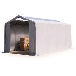 Zelthalle 4x8m Lagerzelt Industriezelt 3m Seitenhöhe pvc Plane 850 n mit Oberlicht grau 100% wasserdicht mit Reißverschlusstor - grau