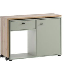 MÖBELPARTNER Möbelpartner - Schreibtisch mit drehbarer Arbeitsplatte Monkey HxBxT 75x105x39cm 1 Schublade & 1 Aktenschrank mit 2 Fächern Eiche/Weiß - Weiß