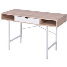 Computertisch,Schreibtisch,Bürotisch mit 1 Schublade Eiche und Weiß VMEC348501 MAISONCHIC