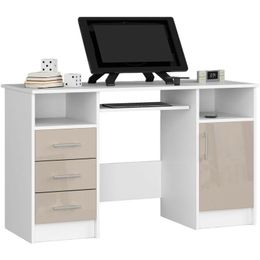 Akord - PC-Schreibtisch Ana mit Tastaturablage | Office Desk | Computertisch | Bürotisch | 3 Schubladen, 1 Ablagefach mit Tür, 2 offene Ablagefächer