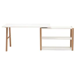 Miliboo Dreh-Schreibtisch skandinavisches Design Weiß und Eiche GILDA - Holz hell / Weiß