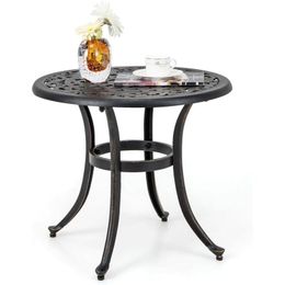 Beistelltisch rund, Ø60cm Gartentisch aus Metall mit Ausschnittmuster, Balkontisch klein wetterfest, Bistrotisch Kaffeetisch Terrassentisch, Esstisch