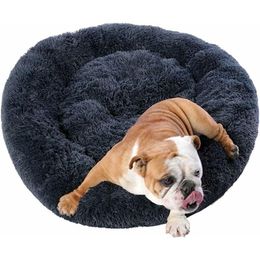 Hundebett, rundes Kissenbett für Katzen, bequemes weiches Donut-Sofa für Hunde und Katzen aller Größen, Plüschstoff (100 cm ø Dunkelgrau) - Lycxames