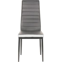 Haloyo - 6er-Set Esszimmerstühle, PU-Küchenstuhl, Metallgestell, moderner Stuhl für Esszimmer, Wohnzimmer, Küche, Grau und Weiß