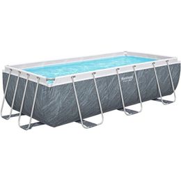 Bestway Power Steel™ Ersatz Frame Pool ohne Zubehör 404 x 201 x 100 cm, Marmor-Optik (Schiefergrau), eckig