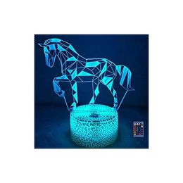 Lycxames - 3D Pferd Lampe Nachtlicht Fernbedienung usb Power 7/16 Farben 3D led Lampe Formen Kinder Schlafzimmer Geburtstag Weihnachten Geschenke