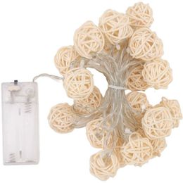 3 m lange Rattan-Kugel-Laternen-Lichterkette, 20 runde Rattan-Kugeln, batteriebetrieben, für Hochzeit, Geburtstage, Dekoration - Eosnow