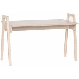 Schreibtisch mit Holzdekor und Beinen aus massiver Eiche L128 cm - spot - Holz - Calicosy