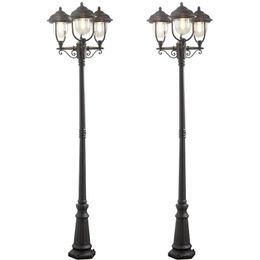 Konstsmide 2er-Set schwarze Gartenlaterne parma aus Aluminium, E27, IP43, h.: 218 cm