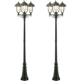 Konstsmide 2er-Set grüne Gartenlaterne parma aus Aluminium, E27, IP43, h.: 218cm