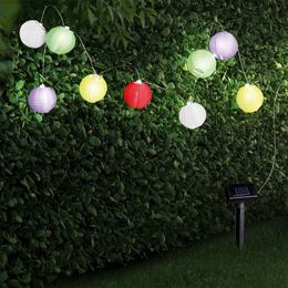 Solar Lampionkette farbig 10 Lampions mit LED Lichterkette für außen, 4,30 m