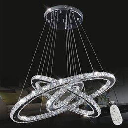 Uisebrt - 72W led Pendelleuchte Hängeleuchte Kristall - Moderne Kreative Höhenverstellbar Kronleuchter Hängelampe Deckenlampe Drei Ringe Esszimmer