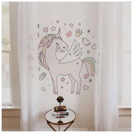 K&L WALL ART Fliegendes Einhorn Wandtattoo Pony Wandaufkleber Pegasus 50x50cm