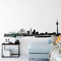 K&L WALL ART Wandtattoo Düsseldorf Skyline Wandaufkleber selbstklebend Stadt Silhouette 80cm