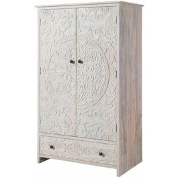 Massivmöbel24 Kleiderschrank Mango 108x64x180 weiß geölt kashmir 106 - weiß