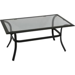 DEGAMO Beistelltisch ZAGREB 102x61x48cm, Stahl schwarz + Glas grau getönt - Schwarz