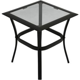 DEGAMO Beistelltisch zagreb 46x46x48cm, Stahl schwarz + Glas grau getönt - Schwarz