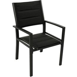 DEGAMO - Sessel madeira, Aluminium anthrazit + Textilgewebe gepolstert schwarz, 2 Stück - Anthrazit/Schwarz