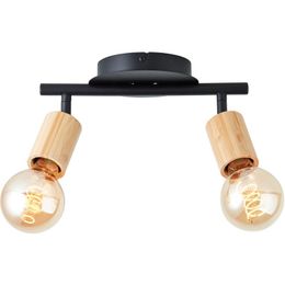 Lampe Tiffany Strahlerrohr 2flg schwarz matt/natur braun 2x A60, E27, 28 w - braun - Brilliant